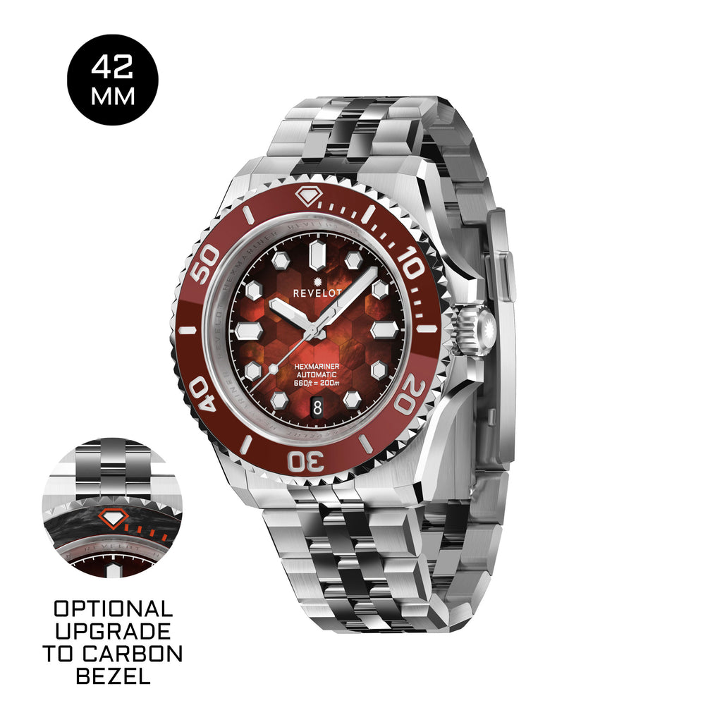 Revelot Men's Collection | Hexmariner 42 Fume Blood Red Hex Mosaic MOP ...